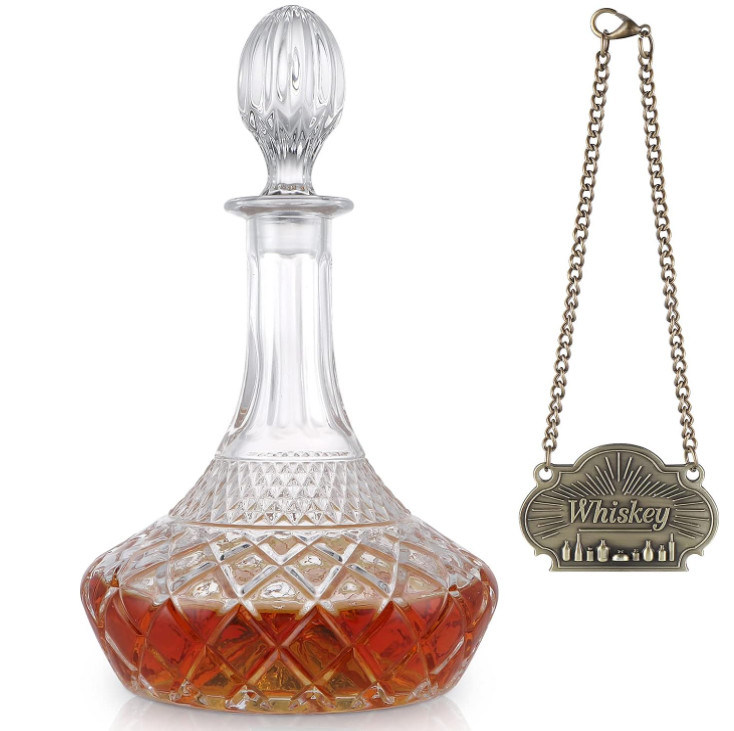 Whiskey Brandy Vodka Tequila Glass Bottle Decanter with Label and Leak ...